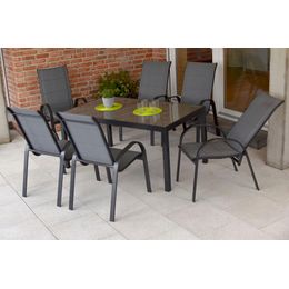 Garten-Essgruppe Merxx "Amalfi" Sitzmöbel-Sets Gr. Polyester, silberfarben (silber, grau) Outdoor Möbel