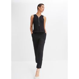 bonprix &Auml;rmelloser Jumpsuit, schwarz, Gr.48, Bezaubernder Jumpsuit mit Gummibund