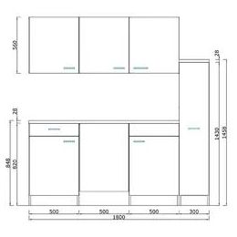 respekta Economy Küchenblock 180 cm rot, Eiche Sonoma, KB180ESRMI