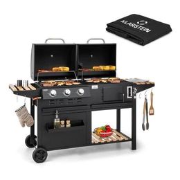 Klarstein Gasgrill Aberdeen, Kombi-Set, Gas Kohle Grill Smoker BBQ Edelstahl 3 B...