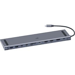 ISY IDO-1100 USB-C Multiport Docking Station + Power Delivery, Silber/Aluminium