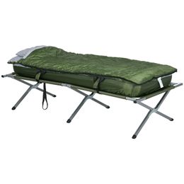 Outsunny Campingbett-Set inklusive Matratze, Schlafsack und Kopfkissen grün 193L x 86B x 43/63H cm