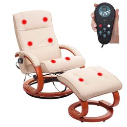 MCW Massage-Fernsehsessel Pescatori II, Relaxsessel Massagesessel, Massagefunktion ~ weiß/creme