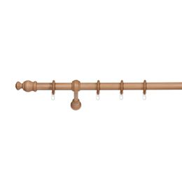 ONDECO Gardinenstange Holz 28mm 1-lauf Komplettgarnitur Vorhangstange Farbe: Buche, Größe: 200 cm