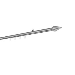 ONDECO Gardinenstange auf Maß Innenlauf 20mm Kegel 1-lauf Deckenträger 1,5cm mit Gleiter Farbe: Edelstahl-Optik, Größe: 140cm