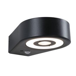 Paulmann LED Außen-Wandleuchte Silma IP44 65x186mm 3000K 5,5 / 1x0,7W 600lm 230V Aluminium, LED fest integriert, Warmweiß, Bewegungsmelder, schwarz
