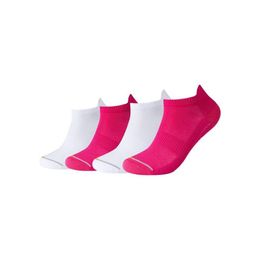 Camano Sneakersocken (Packung, 4er-Pack) mit Micro-Plüsch an Ferse und Zehen, rosa|weiß