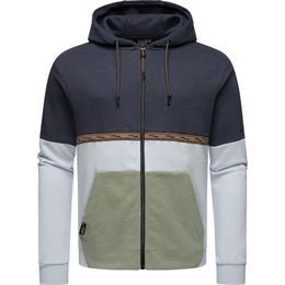 Ragwear Kapuzensweatjacke Blocky Herren Basic Sweatjacke mit Kapuze, blau