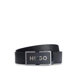 Hugo Ledergürtel Garin_Sr35_grp Wendegürtel aus genarbtem Leder mit Koppelschliesse, schwarz