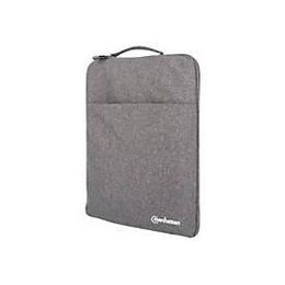 IC INTRACOM Manhattan Seattle Laptop Sleeve 15.6", Grey, Padded, Extra Soft Internal Cushioning, Main Compartment with double zips, Zippered Front Pocket, Carry Loop, Water Resistant and Durable, Notebook Slipcase, Three Year Warranty - Notebook-Hülle