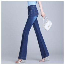 RUZU UG Stretch-Jeans Damenjeans Skinny Jeans gerade ausgestellte Hose Slim-Fit Jeans