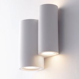 ECO-Light Wandleuchte Banjie aus Gips zwei Zylinder, weiß