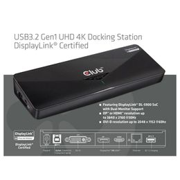 Club3D Laptop-Dockingstation Club3D 4K DualDisp. Dock.USB3 ->3xUSB3/HDMI/DP/DVI/ black retail