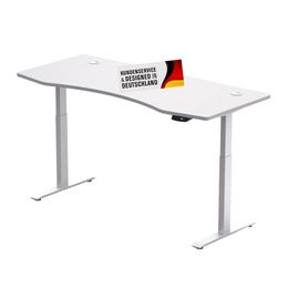 PROMAFIT Arbeitstisch Schreibtisch mit elektrischer Höhenverstellung Weiß-Weiß 150 x 78 cm (Set