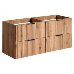 Lomadox Waschbeckenschrank ADELAIDE-56 Wotaneiche mit gerillter Front 120/57/46 cm