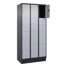 C+P CP Schließfachschrank Classic PLUS schwarzgrau, weißaluminium 080020-304 S10013, 4 Schließfächer 90,0 x 50,0 x 185,0 cm