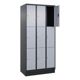 C+P CP Schließfachschrank Classic PLUS schwarzgrau, weißaluminium 080020-303 S10013, 9 Schließfächer 90,0 x 50,0 x 195,0 cm