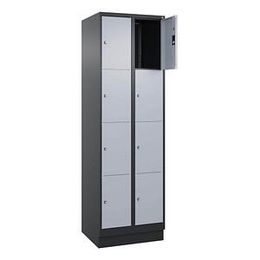 C+P CP Schließfachschrank Classic PLUS schwarzgrau, weißaluminium 080020-204 S10040, 8 Schließfächer 60,0 x 50,0 x 185,0 cm