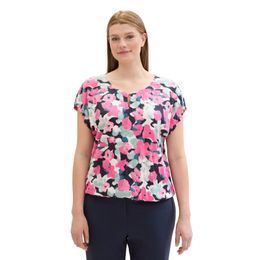 Tom Tailor Große Größen: Crinkle-Shirt mit floralem Alloverprint, pink gemustert, Gr.50
