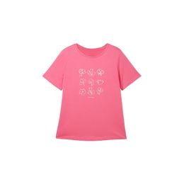 Tom Tailor Große Größen: T-Shirt mit Print und Rundhalsausschnitt, pink bedruckt, Gr.46