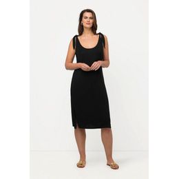 Ulla Popken Sommerkleid Midikleid Zierknoten Rundhals ärmellos