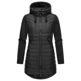 Langjacke Ragwear "Sandrra Long" Gr. XXXL (46), schwarz Damen Jacken Steppjacke aus modernem Materialmix mit Kapuze