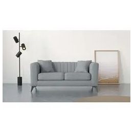 2-Sitzer Places of Style "MATTHEW B/T/H: 170/86/74 cm" Sofas Gr. B/H/T: 170cm x 74cm x 86cm, Samt, grau (hellgrau) Steppung im Rücken, lose Sitzkissen, incl. Zierkissen