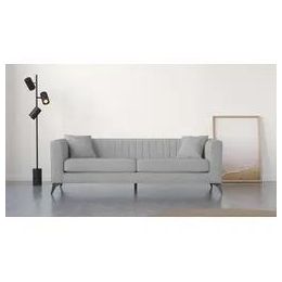 4-Sitzer Places of Style "MATTHEW B/T/H: 231/86/74 cm" Sofas Gr. B/H/T: 231 cm x 74 cm x 86 cm, Struktur, grau (hellgrau) XXL, Steppung im Rücken, lose Sitzkissen, incl 2. Zierkissen