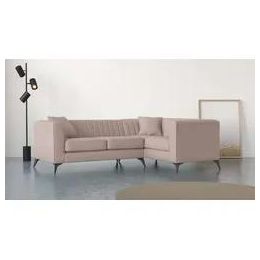 Ecksofa Places of Style "MATTHEW B/T/H: 240/167/74 cm" Sofas Gr. B/H/T: 240cm x 74cm x 167cm, Samt, langer Schenkel links, beige L-Form, Steppung im Rücken, incl. Zierkissen, lose Sitzkissen