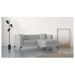 Ecksofa Places of Style "MATTHEW B/T/H: 201/162/74 cm, ideal für kleine Räume" Sofas Gr. B/H/T: 201cm x 74cm x 162cm, Struktur, Ottomane rechts, grau (hellgrau) L-Form, feine Steppung im Rücken, incl. Zierkissen