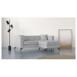 Ecksofa Places of Style "MATTHEW B/T/H: 201/162/74 cm, ideal für kleine Räume" Sofas Gr. B/H/T: 201cm x 74cm x 162cm, Struktur weich, Ottomane rechts, grau (hellgrau) L-Form, feine Steppung im Rücken, incl. Zierkissen