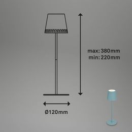 Briloner LED-Tischleuchte Kiki mit Akku 3.000K, taubenblau