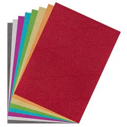 buttinette Glitterpapier "Grundfarben", 21 x 29,7 cm, 8 Blatt