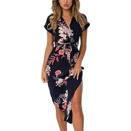 BlauWave Dirndl Frauen Partykleider Geometrische Print Sommer Boho Strandkleid (1-tlg.