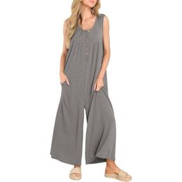 BlauWave Jumpsuit Sommer Lose Weste Ärmellose Casual Breite Bein Overalls (1-tlg) Mode Strampler