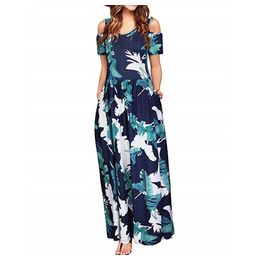 BlauWave Strandkleid MaxiKleid Floral Lange Kleid mit Tasche (1-tlg) Sommerkleid Freizeitkleid