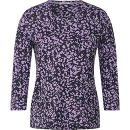 Cecil T-Shirt, 3/4-Arm, V-Ausschnitt, für Damen, lila, L