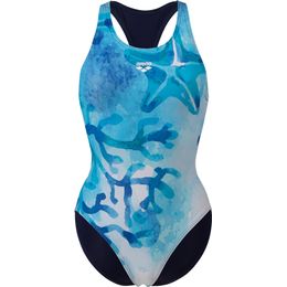 arena Badeanzug "Seafloor", elastisch, UPF50+, für Damen, blau, 42