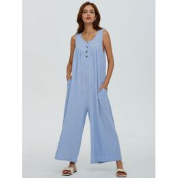 BlauWave Jumpsuit Sommer Lose Weste Ärmellose Casual Breite Bein Overalls (11-tlg) Mode Strampler