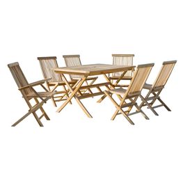 Möbilia Möbilia Sitzgruppe 4 x Stühle + 2 x Armlehnstühle + 1 x Tisch Teak natur