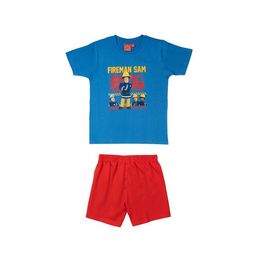 United Labels® Schlafanzug Feuerwehrmann Sam Schlafanzug für Jungen Blau/Rot