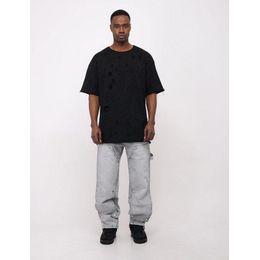 Denim House Loose-fit-Jeans Herren Baggy Jeans Loose Fit Hip Hop Double Knee Style Grau W34/L34 Hammerschlaufe
