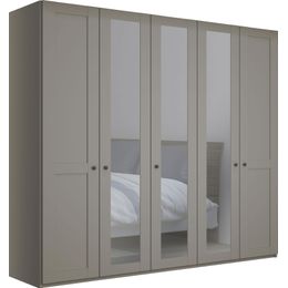 Drehtürenschrank Wiemann "Göteborg, mit 95 Öffnungswinkel, Made in Germany" Schränke Gr. B/H/T: 246,3 cm x 216 cm x 58 cm, 5 St., grau (kieselgrau, dekor, kristallspiegel) Drehtürenschränke