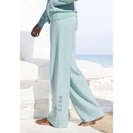 Strickhose ELBSAND "-Loungehose" Gr. 40/42, N-Gr, blau (türkis) Damen Hosen Strandhosen