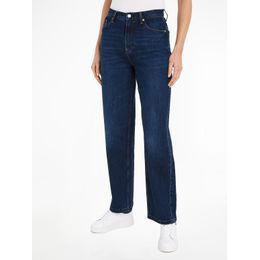 Straight-Jeans Tommy Hilfiger "RELAXED STRAIGHT HW PAM" Gr. 27, Länge 32, blau (pam) Damen Jeans Weite mit Tommy Hilfiger Logo-Badge