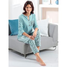 wäschepur Schlafanzug WÄSCHEPUR Gr. 52/54, grün (mint, grau, bedruckt) Damen Homewear-Sets Pyjamas