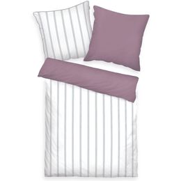 Bettwäsche Tom Tailor HOME "CLASSIC SATIN STRIPES in Gr. 135x200cm oder 155x220cm" Gr. B/L: 135 cm x 200 cm (1 St.), B/L: 80 cm x 80 cm (1 St.), Satin, cozy mauve, fresh sage Kinder Ausstattung