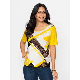 T-Shirt Inspirationen "Shirt" Gr. 42, gelb (sonnengelb, ecru, bedruckt) Damen Shirts Jersey