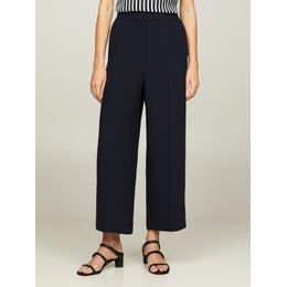 Bügelfaltenhose Tommy Hilfiger "FLUID TWILL WIDE LEG CROP" Gr. 36, N-Gr, blau (desert sky) Damen Hosen Stoffhosen