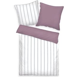 Bettwäsche Tom Tailor HOME "CLASSIC SATIN STRIPES in Gr. 135x200cm oder 155x220cm" Gr. B/L: 155 cm x 220 cm (1 St.), B/L: 80 cm x 80 cm (1 St.), Satin, cozy mauve, fresh sage Kinder Ausstattung